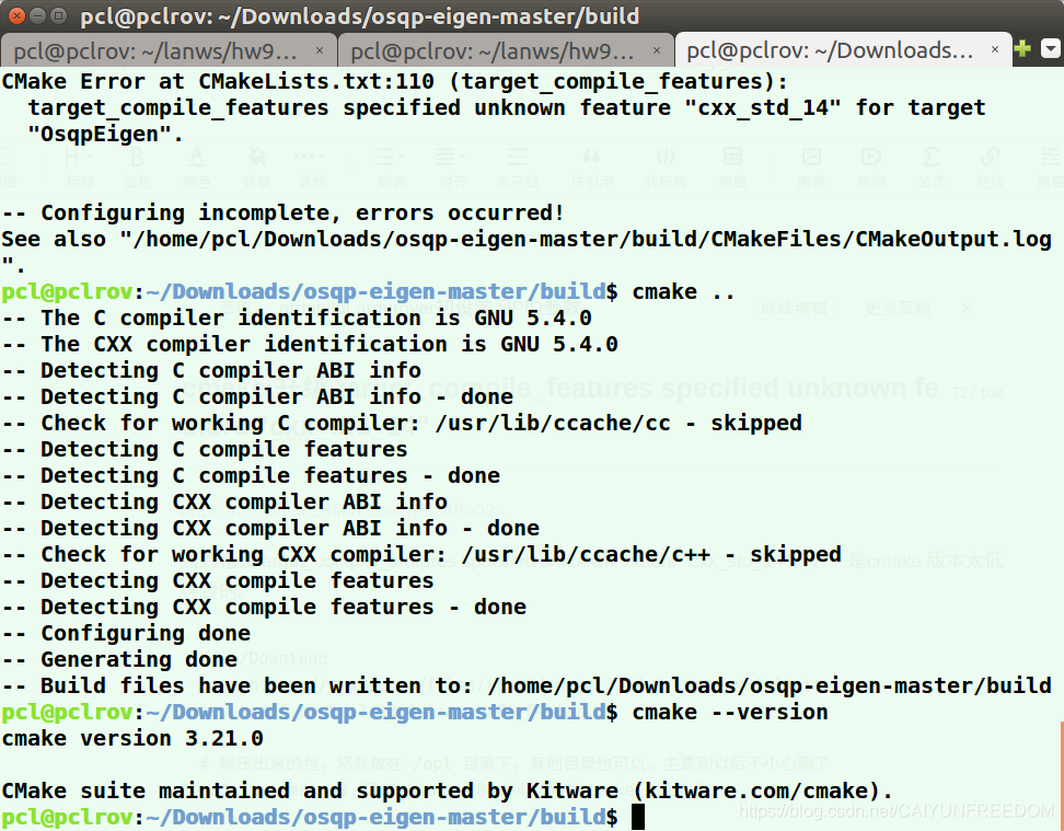 Cmake 升级 Targetcompilefeatures Specified Unknown Feature Cxxstd14 Csdn博客