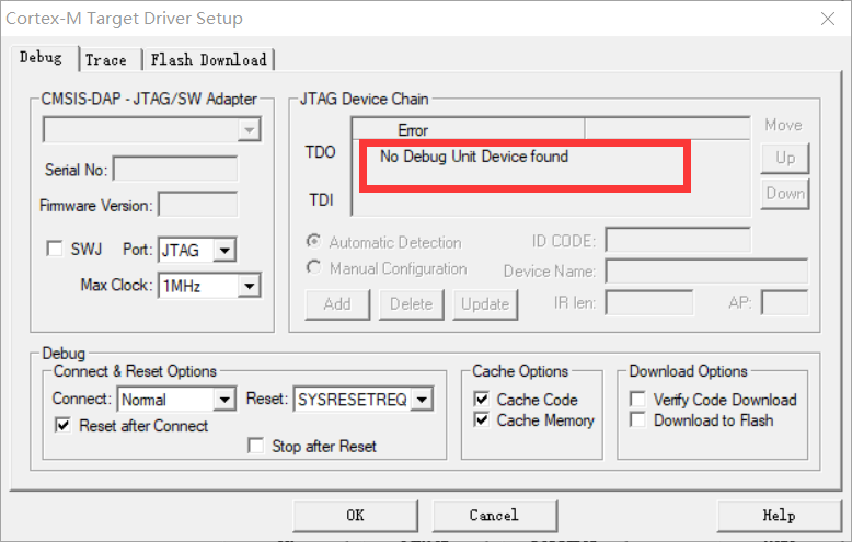 keil5 出现 No Debug Unit Device found-CSDN博客