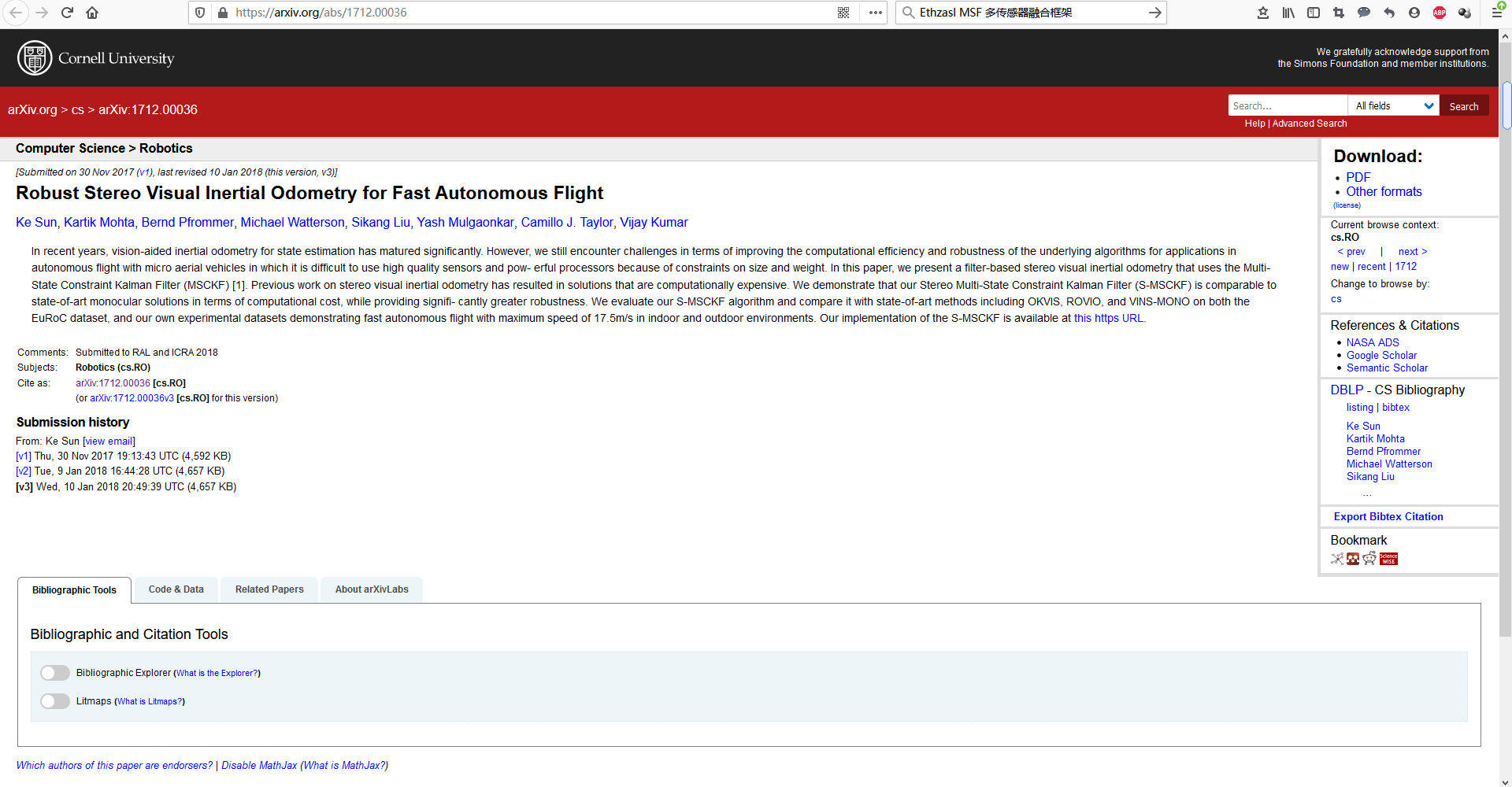 这有个用MSCKF融合GPS和VIO的，并且提供了论文和视频_msckf+gps-CSDN博客