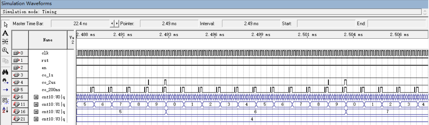 【数字系统】时序逻辑电路设计：异步复位D触发器/十进制计数器/分频器 Quartus II 环境/Verilog HDL语言/编程+仿真+开发板/FPGA/CPLD/EDA_异步复位仿真图 ...