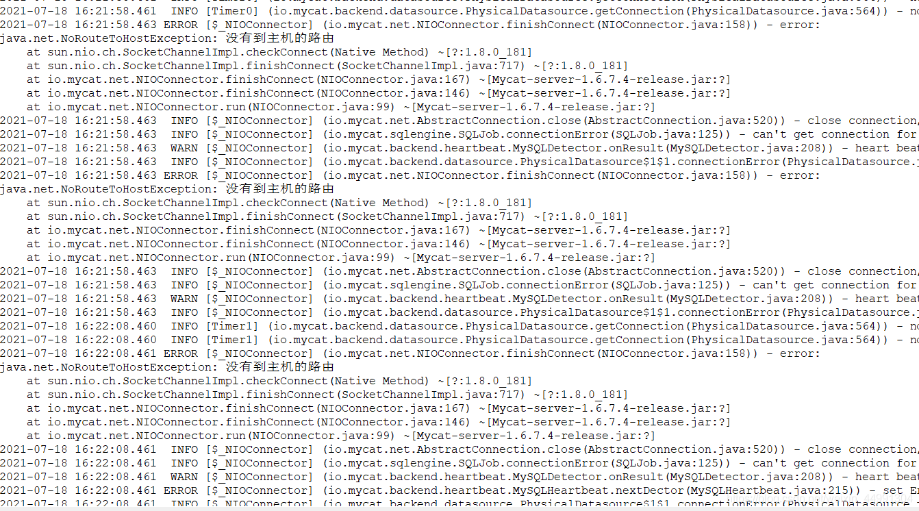 Mycat Bug记录:backend Connect Javalangillegalargumentexception