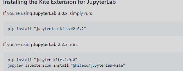 关于jupyterlab无法使用kite自动代码补齐的问题_jupyterlab自动补全没反应-CSDN博客