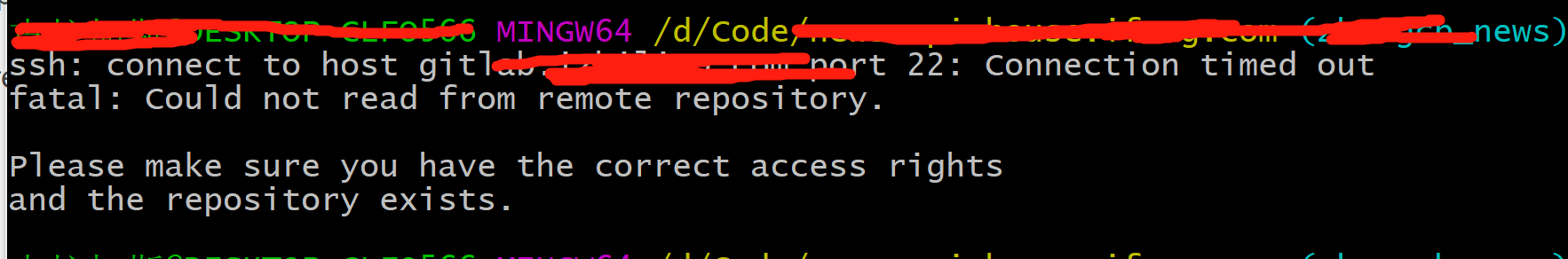 Git必知必会之ssh: connect to host gitlab.xxxx.com port 22: Connection timed out_cloning into 'via ...