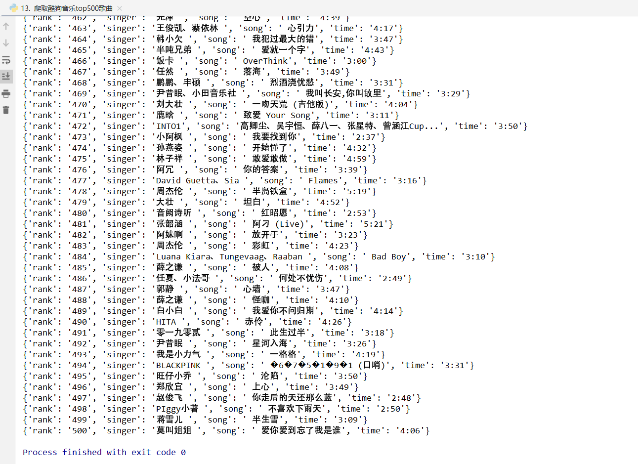 Python网络爬虫实战14：爬取酷狗音乐中top500的歌曲python爬虫之爬取酷狗音乐歌曲 Csdn博客 
