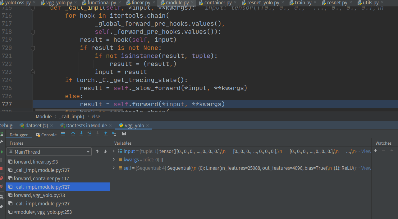 【笔记】就vgg16_bn来谈谈def _call_impl(self, *input, **kwargs)：它位于模块module.py，在net(input)时调用，为fw函数中每步fw ...