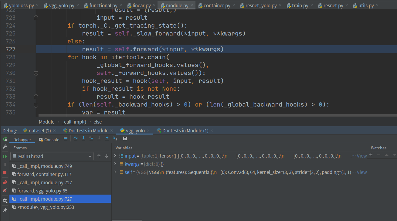 【笔记】就vgg16_bn来谈谈def _call_impl(self, *input, **kwargs)：它位于模块module.py，在net(input)时调用，为fw函数中每步fw ...