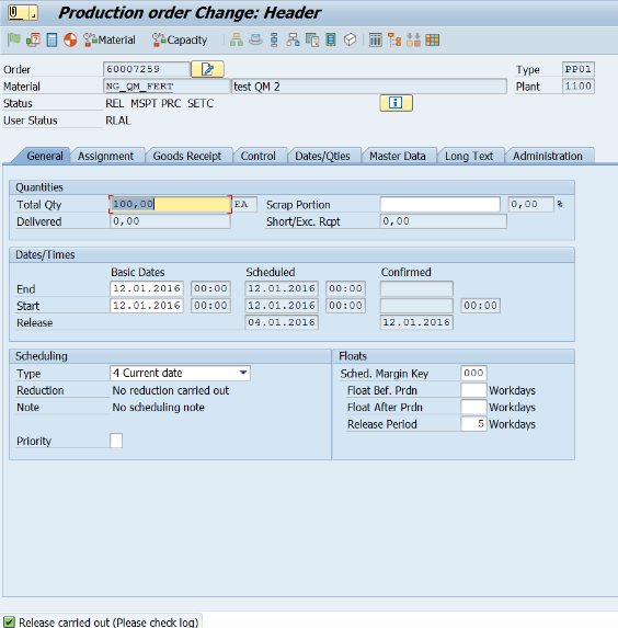 SAP QM Inspection lot creation: Early lot inspection_sap qm skip ...