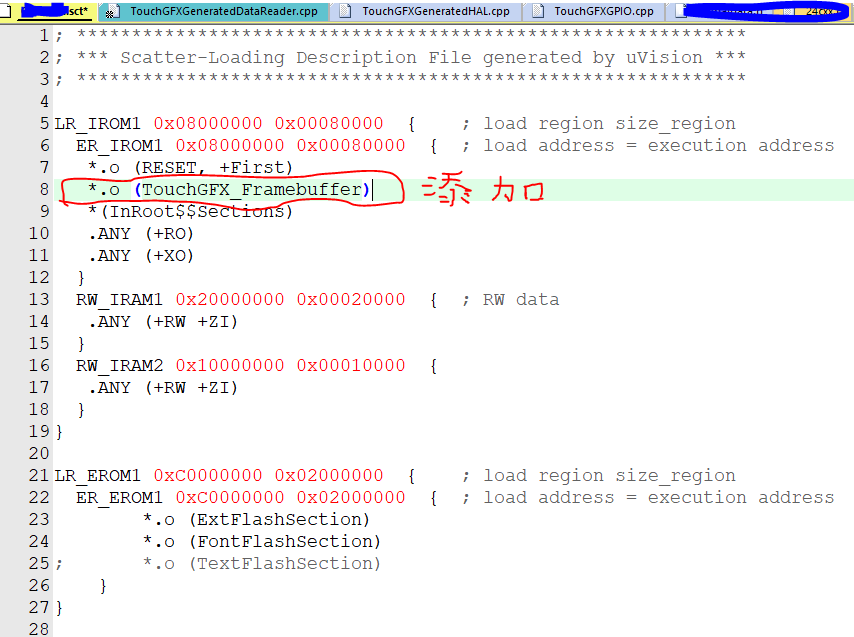TouchGFX V4.17 Error: L6406E: No space in execution regions with .ANY selector matching ...