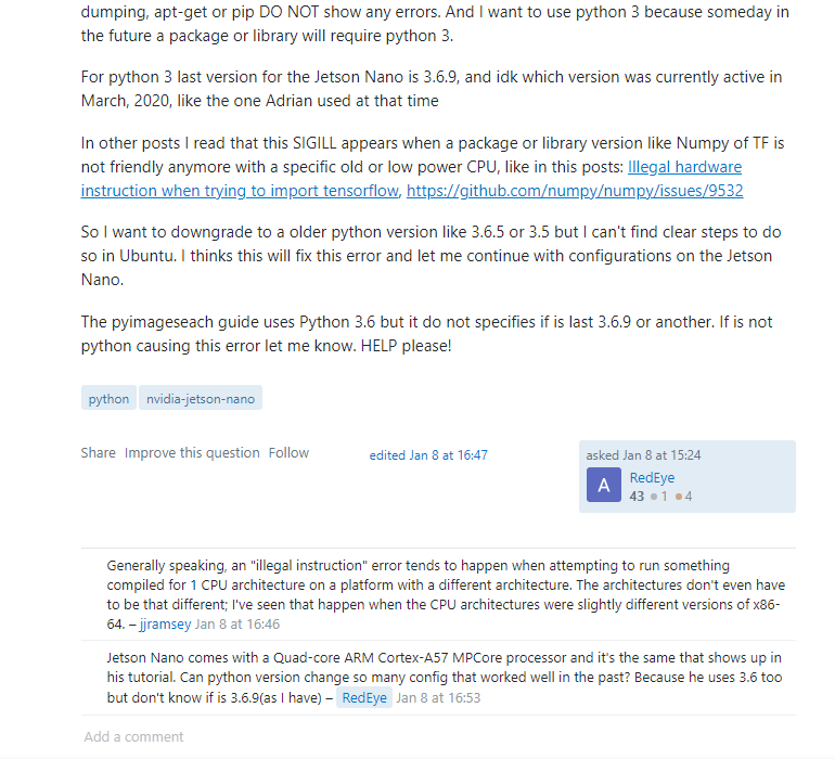 Ubuntu Jetson Nano问题解决“illegal Instruction Core Dumped ” Illegal Instruction Core Dumped Csdn博客
