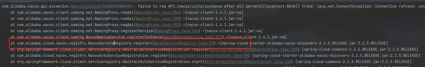 【JAVA】 /nacos/v1/ns/instance after all servers([localhost:8848]) tried: java.net ...