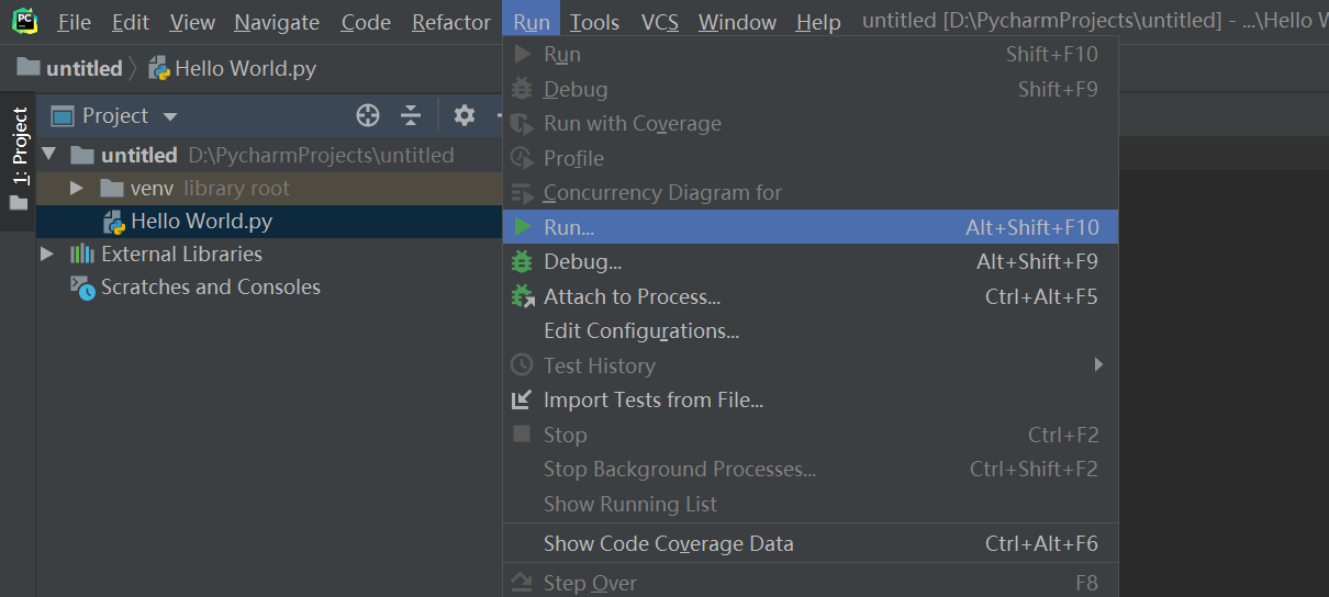Hello World程序 Pycharm_pycharm hello world程序编写_chaplaRY的博客-CSDN博客
