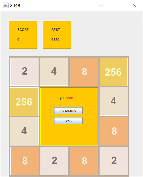 Java课设 2048小游戏_java2048游戏关键技术和创新-CSDN博客