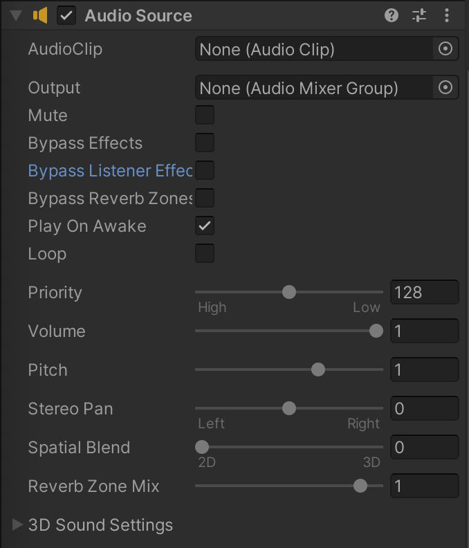 Unity 音效的播放与音量的调节_unity playoneshot导致value cannot be null-CSDN博客