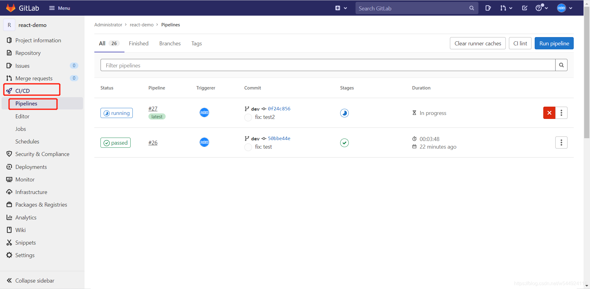 Gitlabgitlab Runner实现前端项目自动化构建部署(cicd、linux、centos7)gitlab Npm
