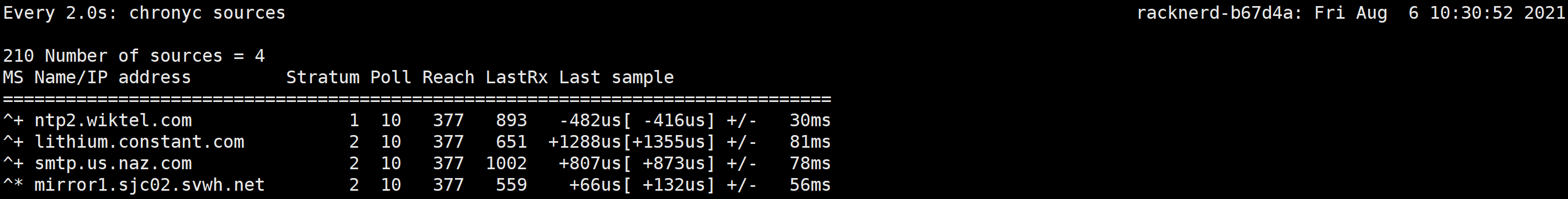 chrony系统授时重要命令输出信息的含义_chronyc sources 出现的是?-CSDN博客