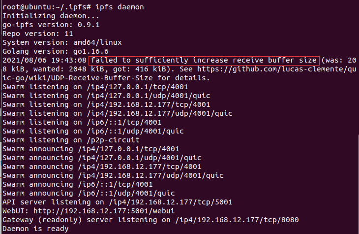 IPFS 在linux 进行环境配置_failed to sufficiently increase receive buffer siz-CSDN博客