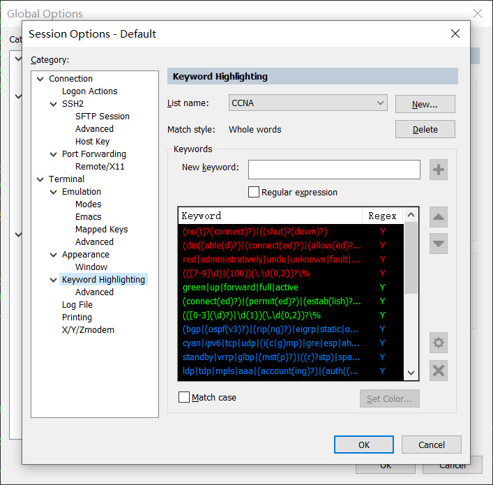 保姆级SecureCRT 9.0网络设备关键词着色颜色配置方案_crt9.0设置配色方案-CSDN博客