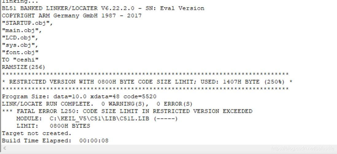 关于解决keil5中 Fatal Error L250 Code Size Limit In Restricted Version Exceeded的问题 Csdn博客 5746