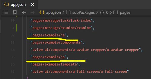 [ app.json 文件内容错误] app.json: “pages/example/js“ 在 [“pages“] 中重复_微信开发者工具显示在pages中重复-CSDN博客
