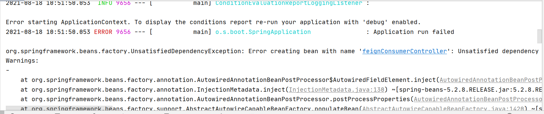 Feign远程服务调用报错问题fegine调用报错unsatisfieddependencyexception Csdn博客 