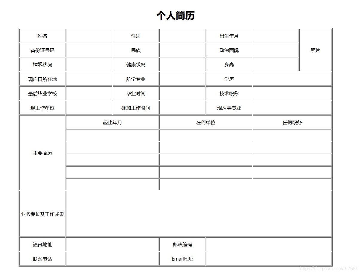 使用html写一个简历表格html简历表 Csdn博客