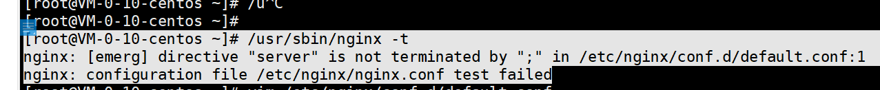 配置nginx反向代理tomcat后测试报错directive “server“ is not terminated by “；“_directive "server" is not ...