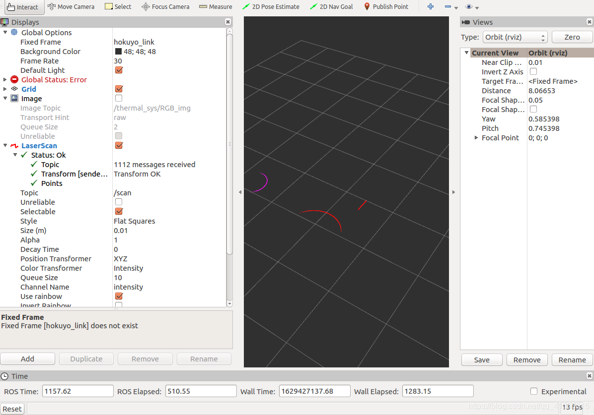 Rviz出现transform Senderunknownpublisher For Frame Hokuyolink Fixed Frame Map Does Not