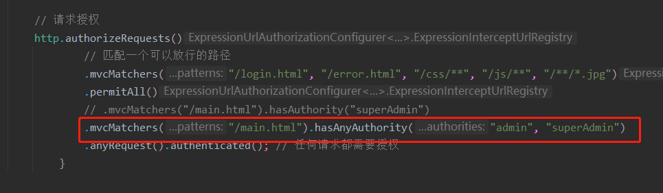 SpringSecurity - 授权、权限_.anyrequest().authenticated()-CSDN博客