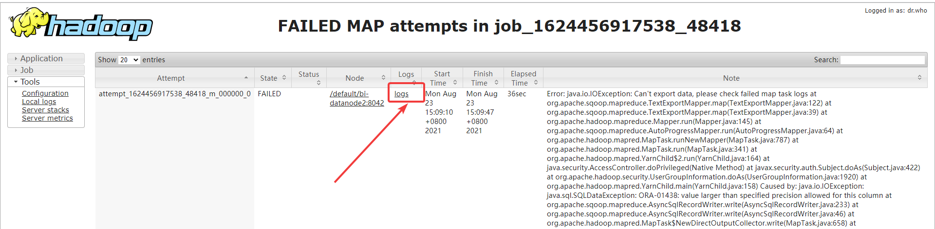 正确定位到sqoop导数失败原因（可定位到具体数据）_sqoop导入时map任务失败时如何解决-CSDN博客