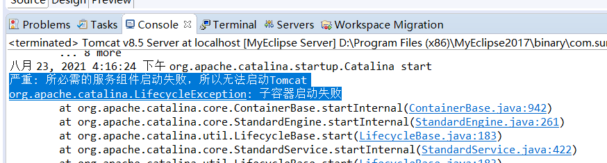 Eclipse中启动Tomcat报错：子容器启动失败_eclipse子容器启动失败怎么解决-CSDN博客