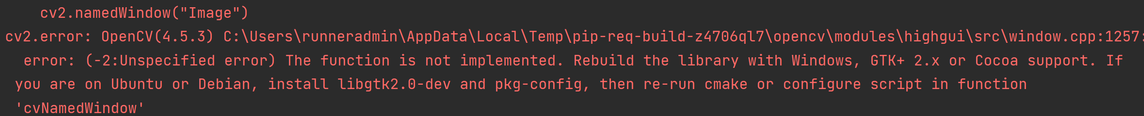 python调用opencv提示“Rebuild the library with Windows, GTK+ 2.x or Cocoa support”-CSDN博客