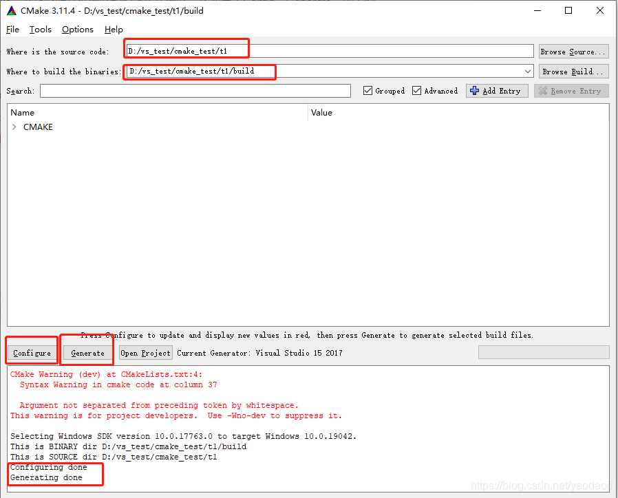 【cmake】在windows下用cmake构建c工程项目——cmake 的 Helloworld——1cmake Config Done Csdn博客