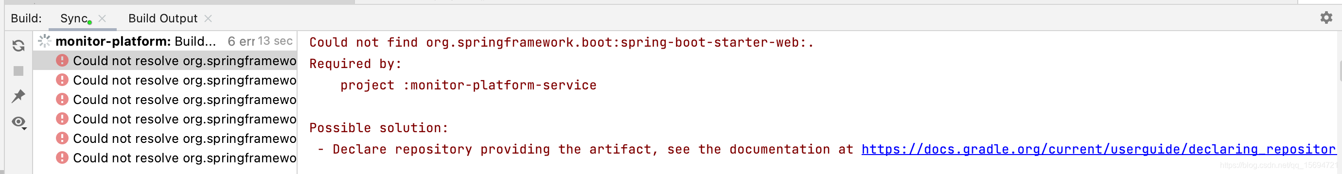 Could Not Find Org Springframework Boot Spring Boot Starter Web Could