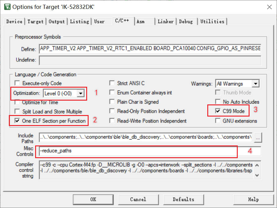 Keil中Options for Target的 C/C++选项配置_one elf section per function 不优化-CSDN博客