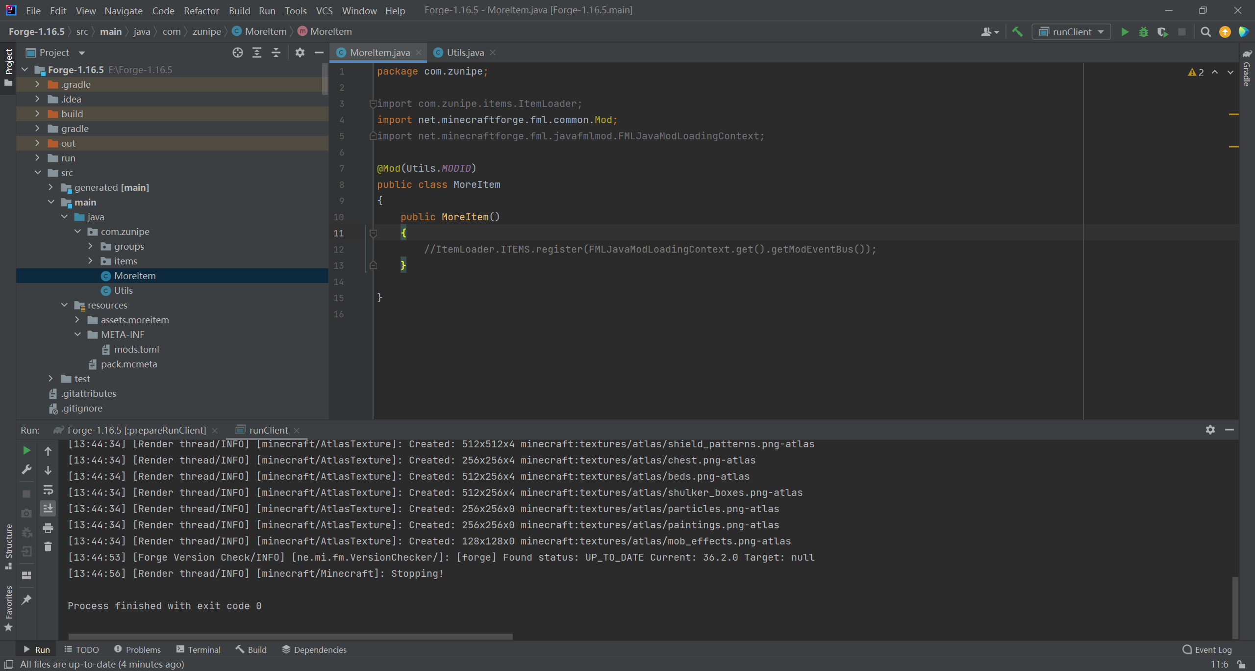 1-1 Minecraft-Forge-1.16.5 Mod的开发(初步框架的实现)_forge如何识别mod-CSDN博客