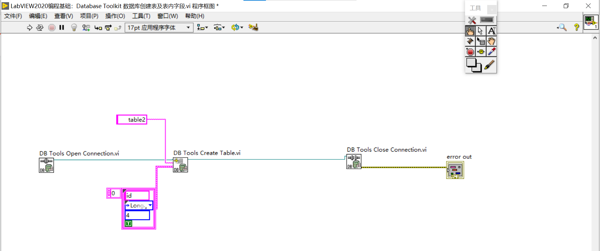 LabVIEW2020编程基础：Database Toolkit 创建数据库表及字段_labview db tools create table-CSDN博客