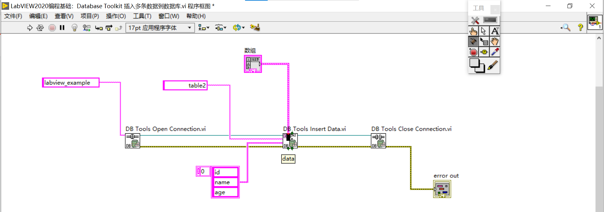 LabVIEW2020编程基础：Database Toolkit 插入多条数据到数据库_labview数据存入数据库-CSDN博客