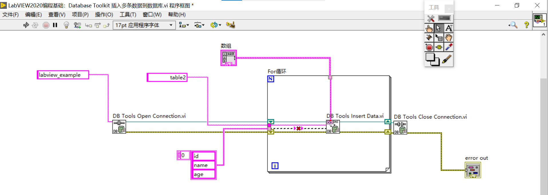 LabVIEW2020编程基础：Database Toolkit 插入多条数据到数据库_labview数据存入数据库-CSDN博客
