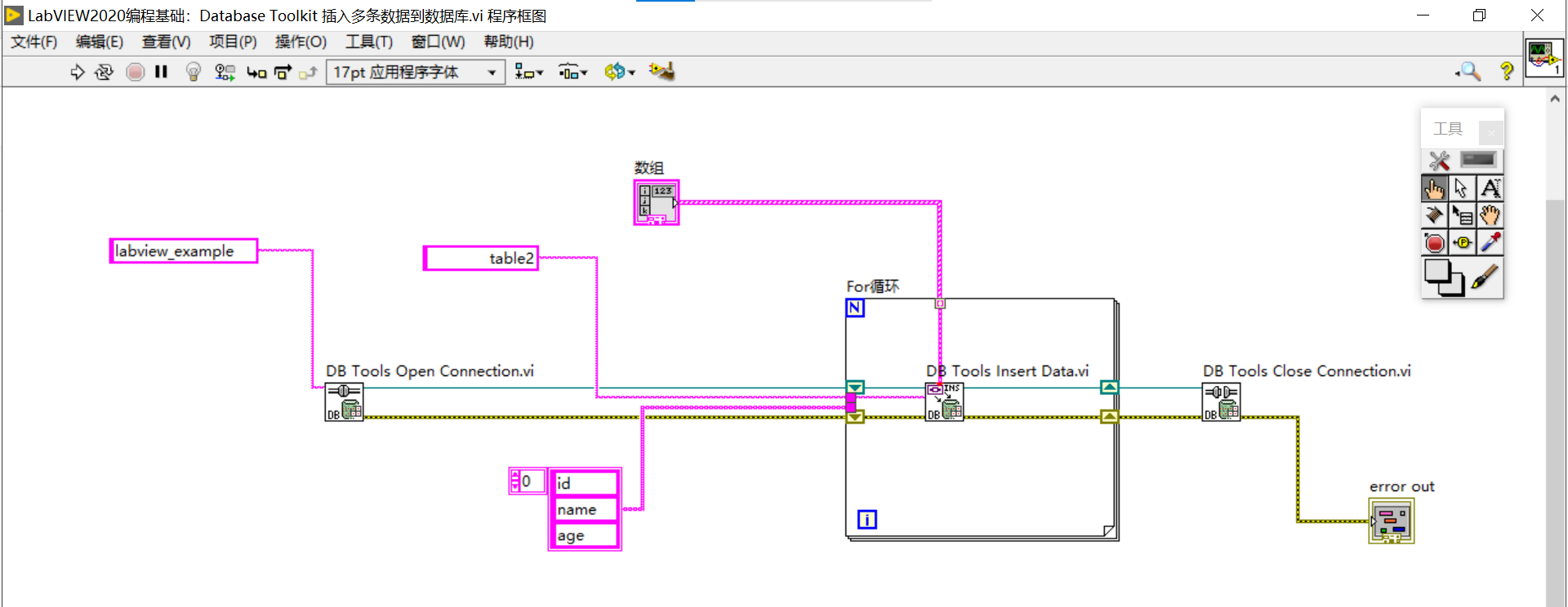 LabVIEW2020编程基础：Database Toolkit 插入多条数据到数据库_labview数据存入数据库-CSDN博客