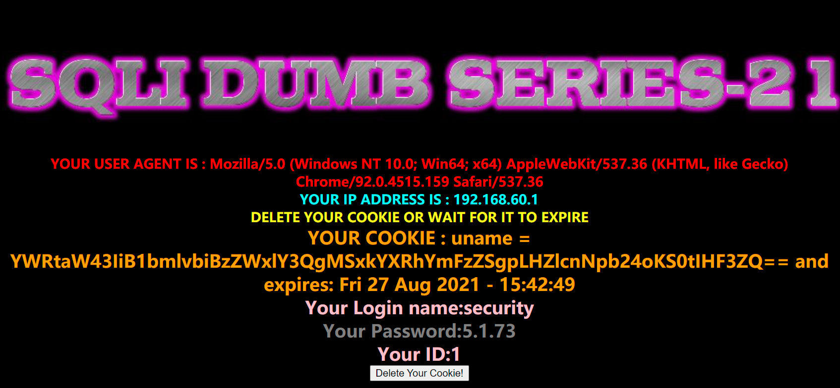 SQLI-Labs shooting range less-20 ~ 22 cookie injection - Programmer Sought