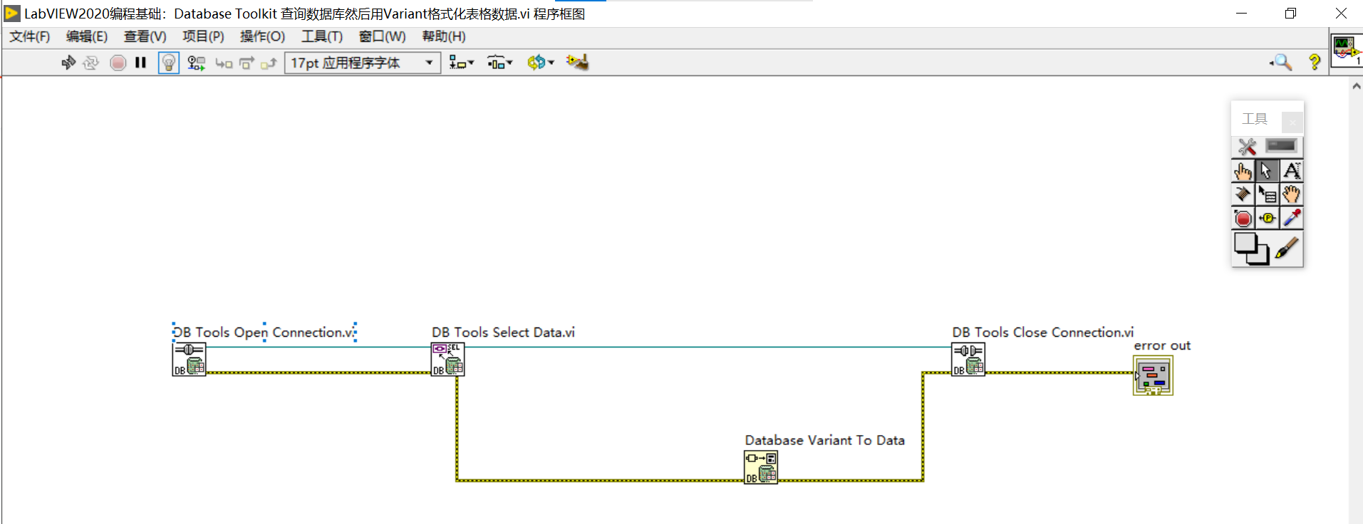 LabVIEW2020编程基础：Database Toolkit 查询数据库然后用Variant格式化表格数据_db tools select data vi database variant ...