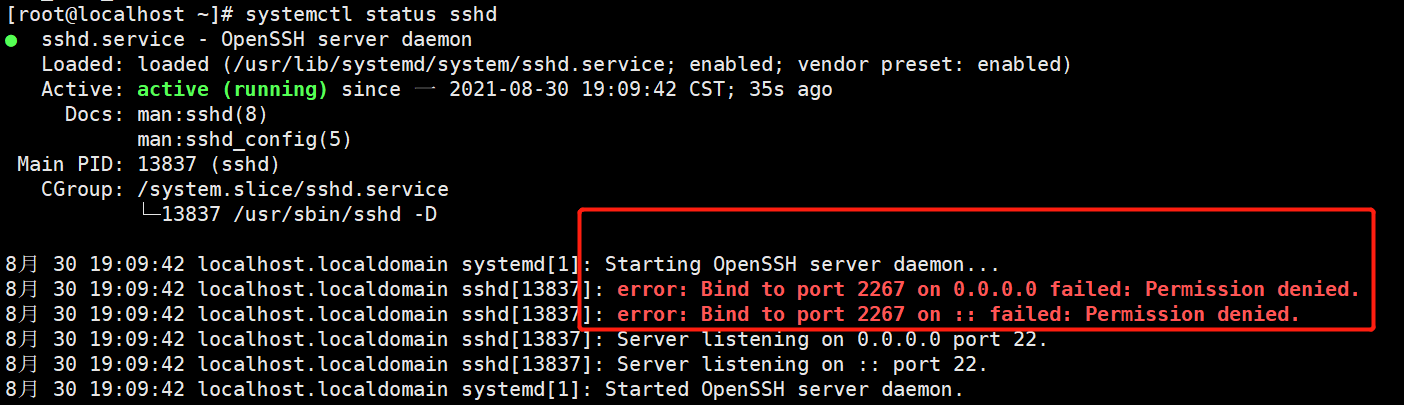 （ssh）error: Bind to port 2267 on 0.0.0.0 failed: Permission denied._bind to port permission ...
