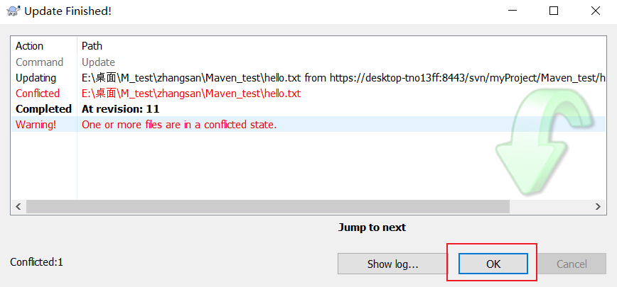 SVN ：one or more files are in a conflicted state 一个或多个文件处于冲突状态_one or more files are in a ...