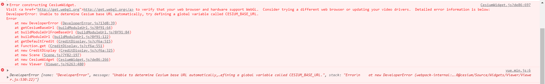 Error constructing CesiumWidget.Visit http://get.webgl.org to verify that your web browser and ...