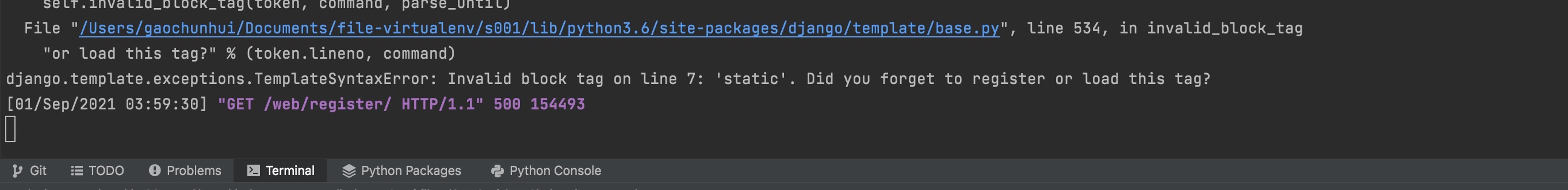 关于django中配置静态文件static后引入文件报错did you forget to register or load this tag?_static'. did you forget ...