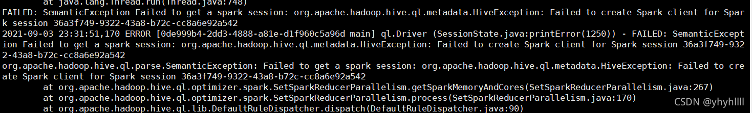 Hive On Spark 提交任务出现问题semanticexception Failed To Get A Spark Session O Csdn博客