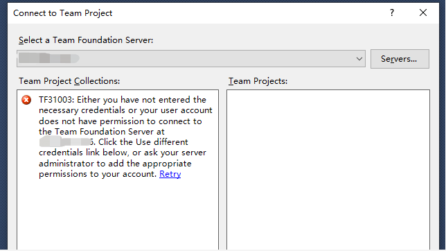 通过VS2010，连接TFS，用户连接时报错【TF30063】、【TF31003】-CSDN博客