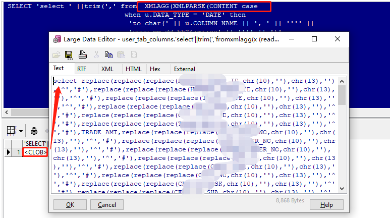 python 调用列转行报错：ORA-01489: result of string concatenation is too long ...
