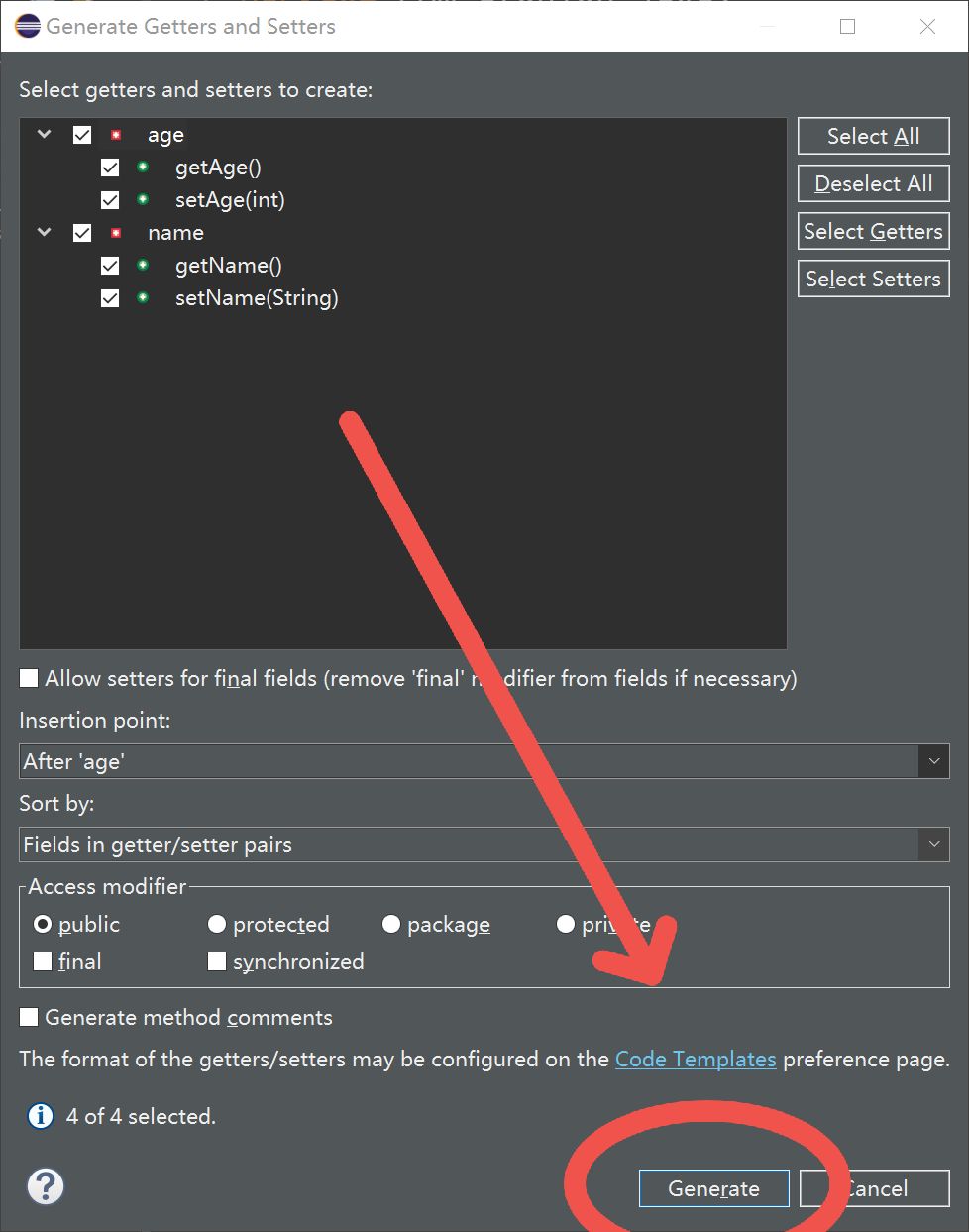 Java——Eclipse——get、set方法的自动生成_eclipse 自动生成get set方法-CSDN博客