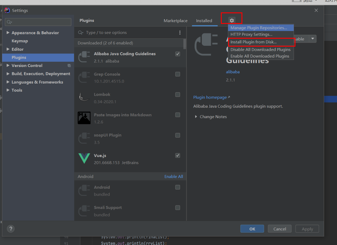 Idea2020.1 Version (local) offline import of Alibaba code specification plug -in - Programmer Sought